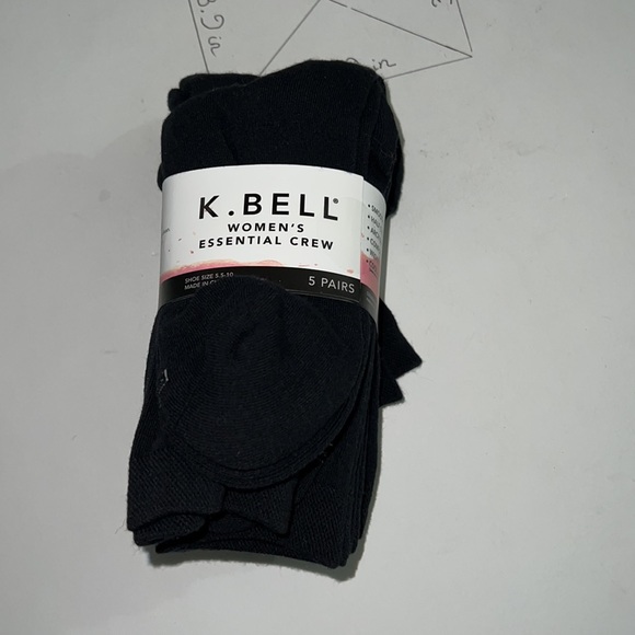 K. Bell | Accessories | Kbell Essential Crew Socks 5 Pairs Size 55 Black Everyday Wear Office ...